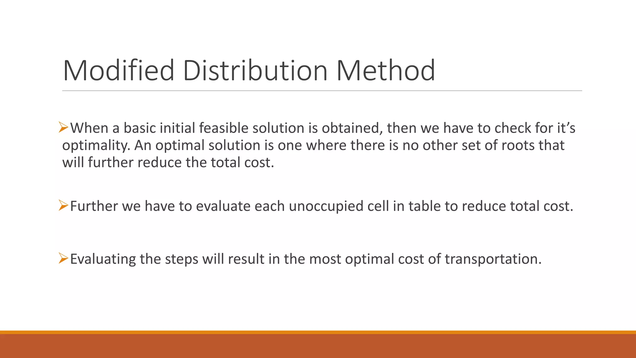 Modified Distribution Method (MODI) | PPTX
