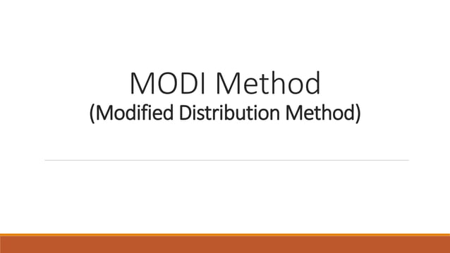 Modified Distribution Method (MODI) | PPTX