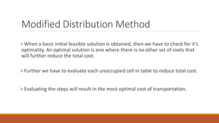 Modified Distribution Method (MODI) | PPTX