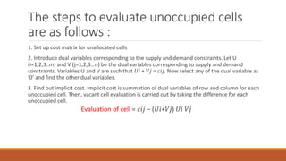 Modified Distribution Method (MODI) | PPTX