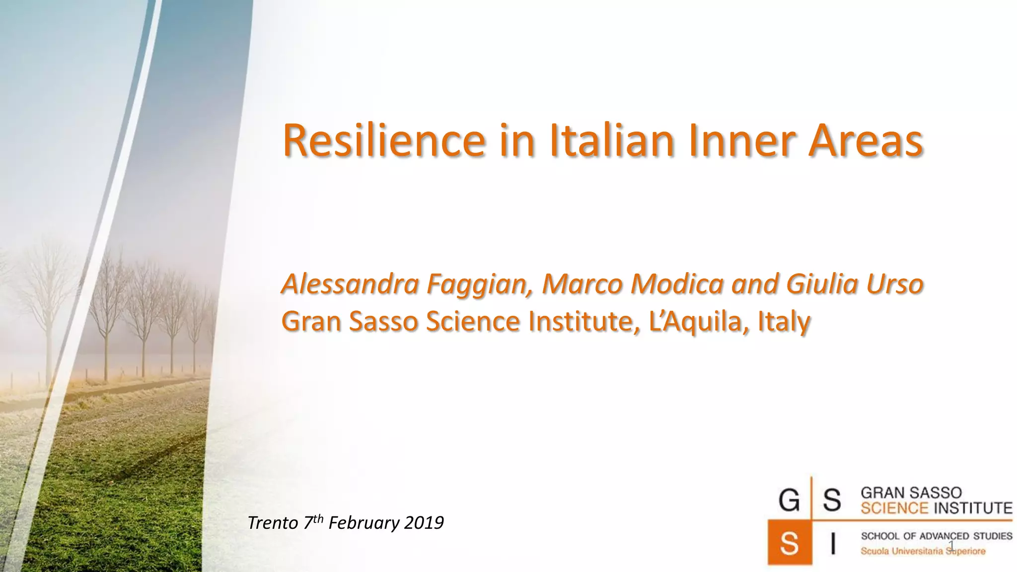 Resilience in Italian Inner Areas - Alessandra Faggian, Marco Modica ...