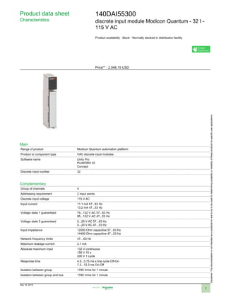 Modicon quantum pac 140 dai55300 | PDF