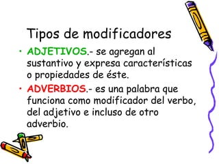 Modificadores En Las Oraciones | PPT
