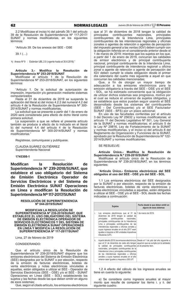 Modifican La Resolución De Superintendencia N° 239 2018 Sunat Pdf