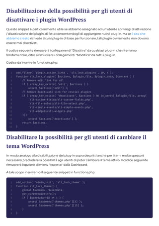 Modificare e personalizzare WordPress attraverso 20 Snippets | PDF