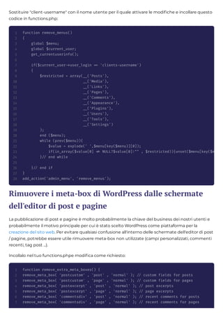 Modificare e personalizzare WordPress attraverso 20 Snippets | PDF
