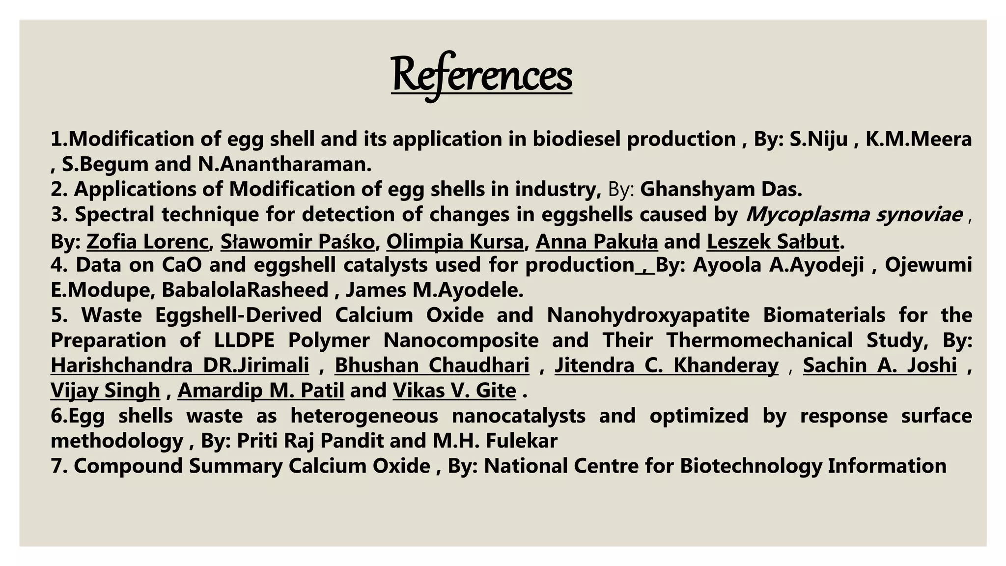 Modification of egg shells | PPTX