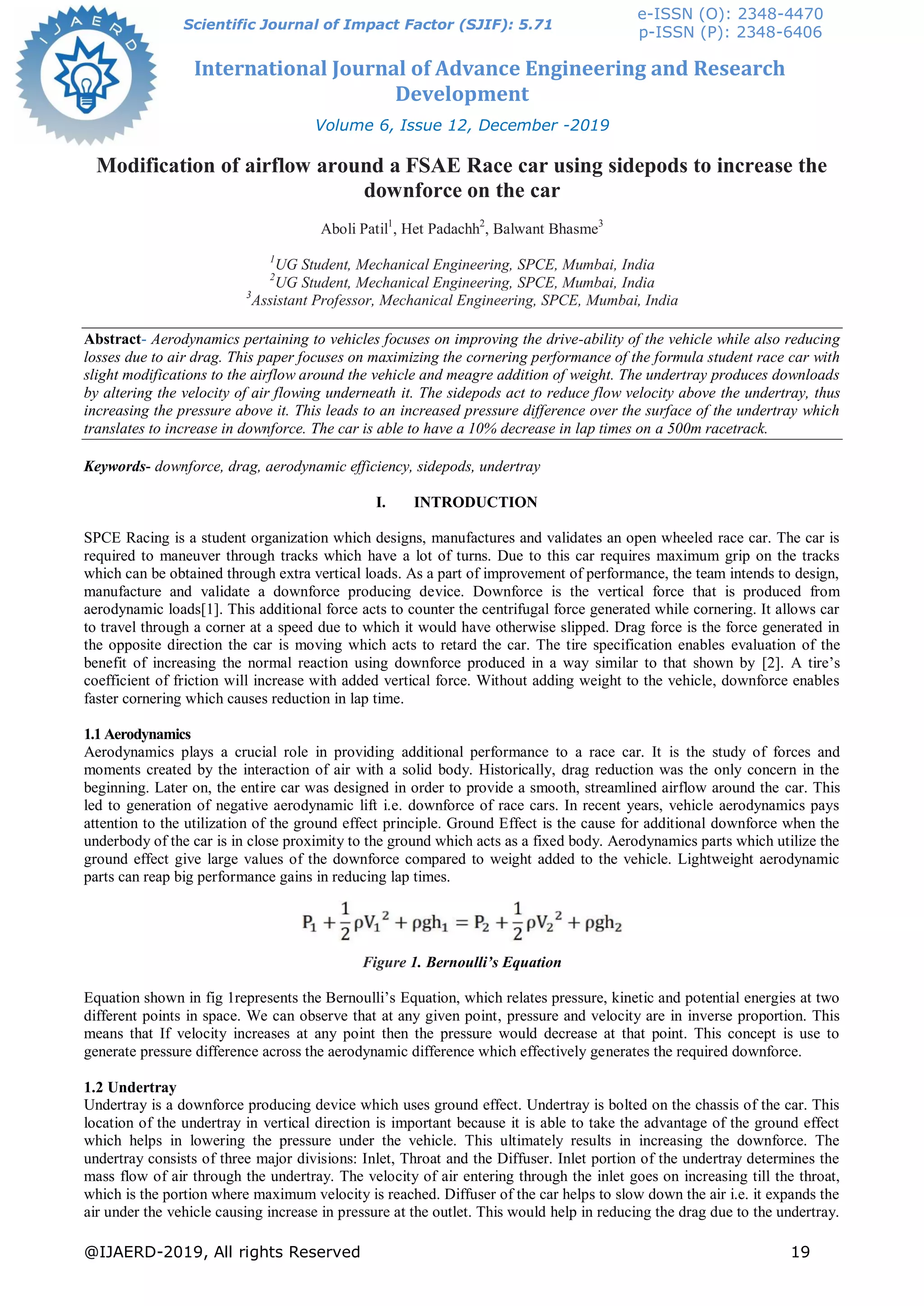 Modification of airflow around a FSAE Race car using sidepods to ...