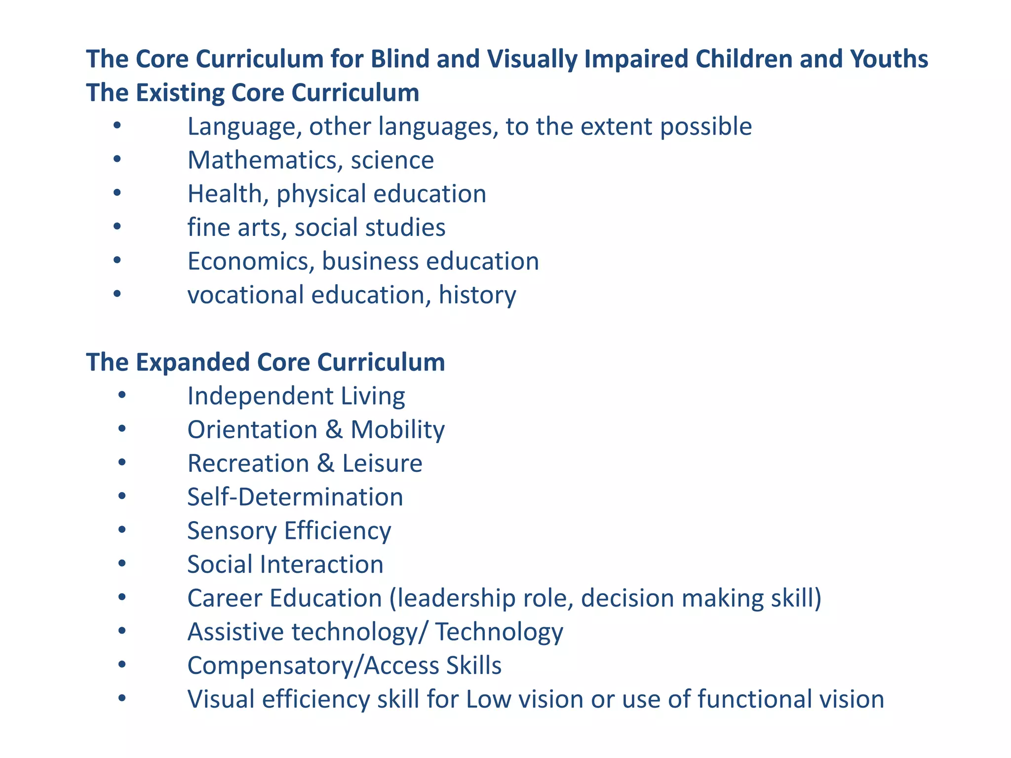Modification of curriculum for visually impared students | PPTX