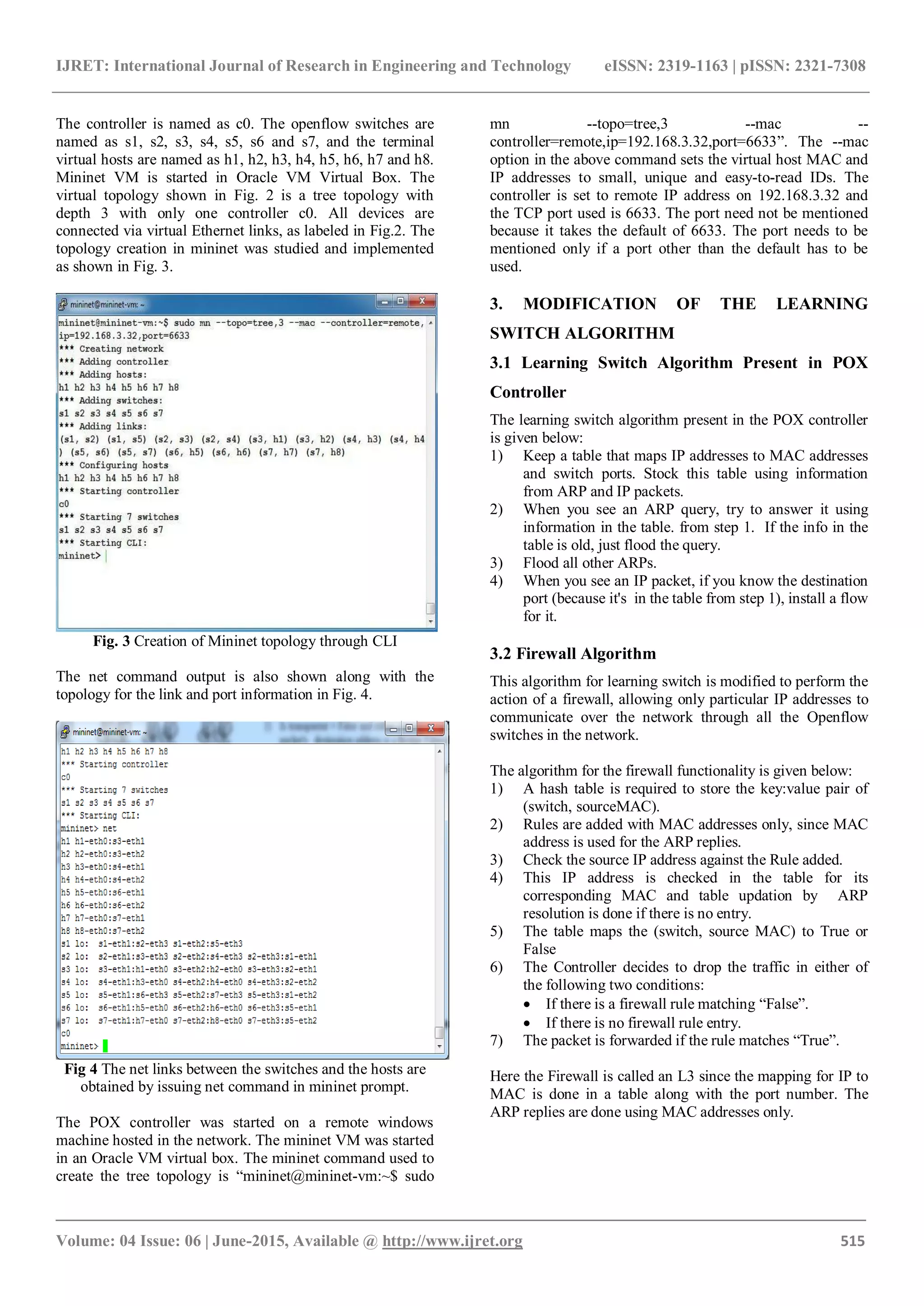 Modification of l3 learning switch code for firewall functionality in pox controller (working on ...