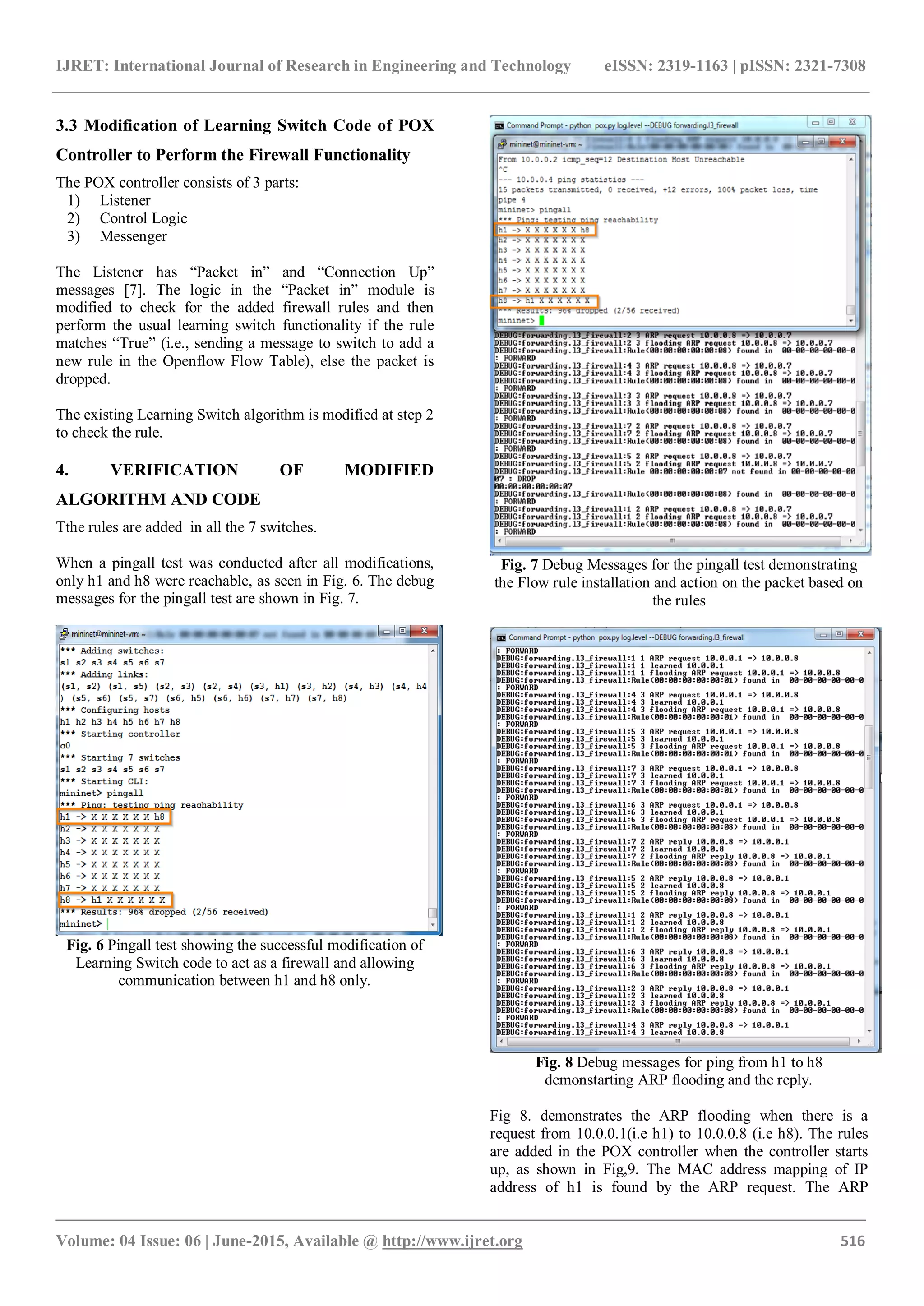 Modification of l3 learning switch code for firewall functionality in pox controller (working on ...