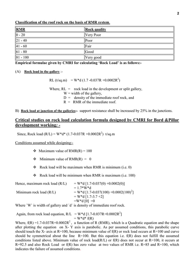 Modification of rmr system for indian coal mines | PDF