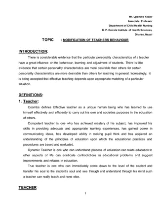 Modification of teachers behaviours | DOC