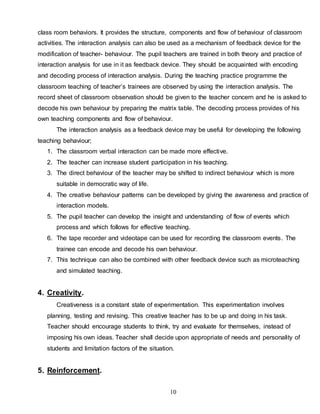 Modification of teachers behaviours | DOC | Workshops and Classes ...