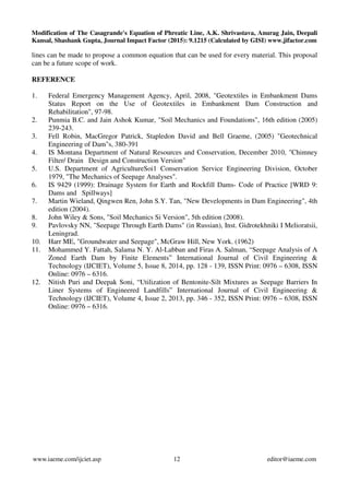 MODIFICATION OF THE CASAGRANDE'S EQUATION OF PHREATIC LINE | PDF