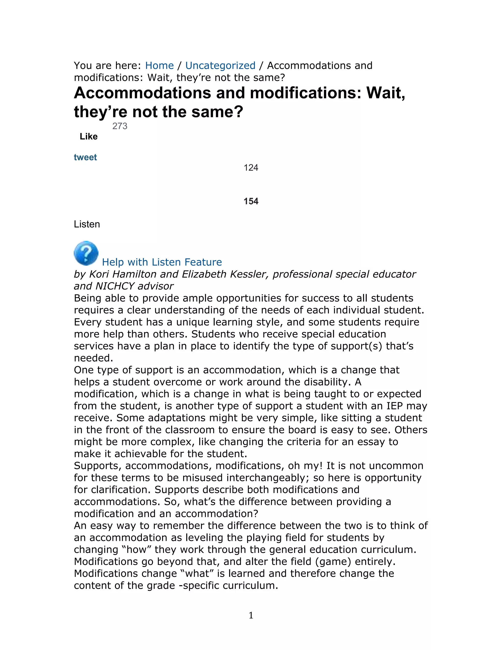 Modifications and accommodations | DOCX