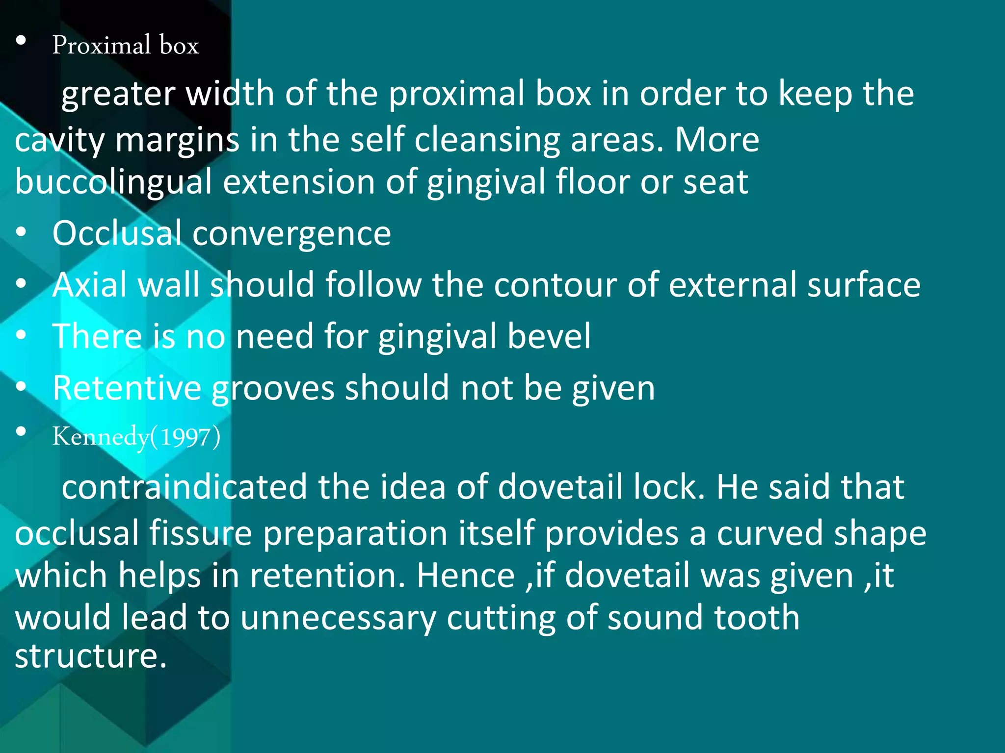Modifications of cavity preparations in pediatric dentistry | PPTX