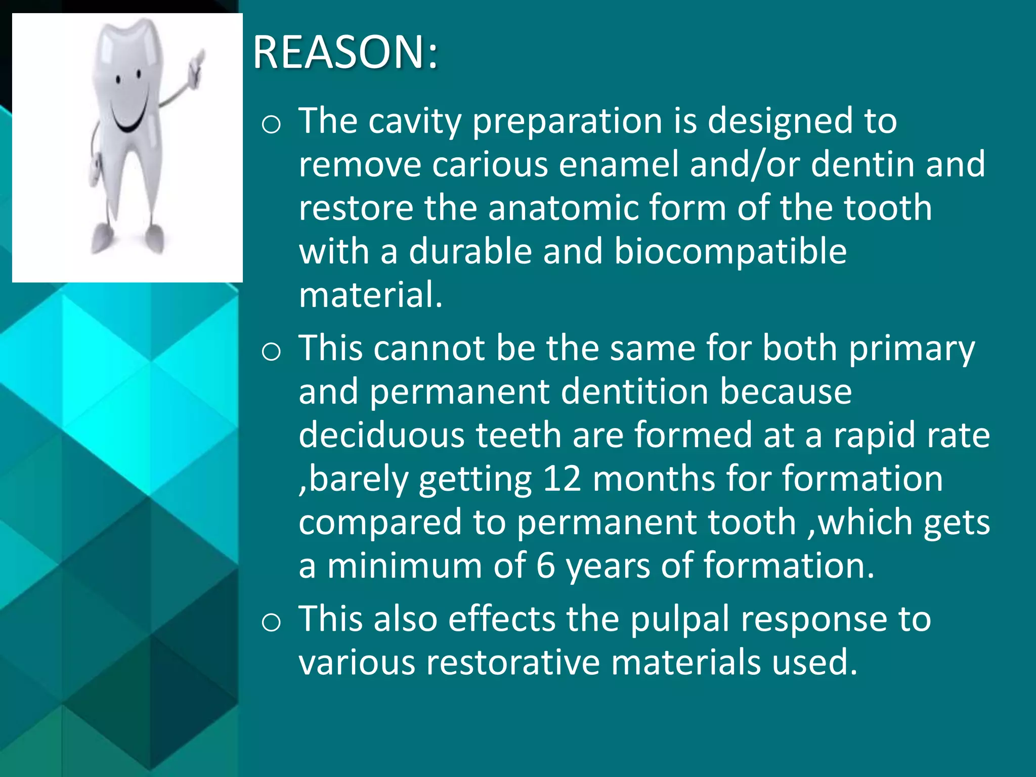 Modifications of cavity preparations in pediatric dentistry | PPTX