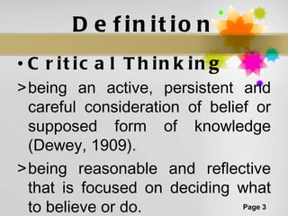 Modification through teaching thinking and problem solving skills | PPT