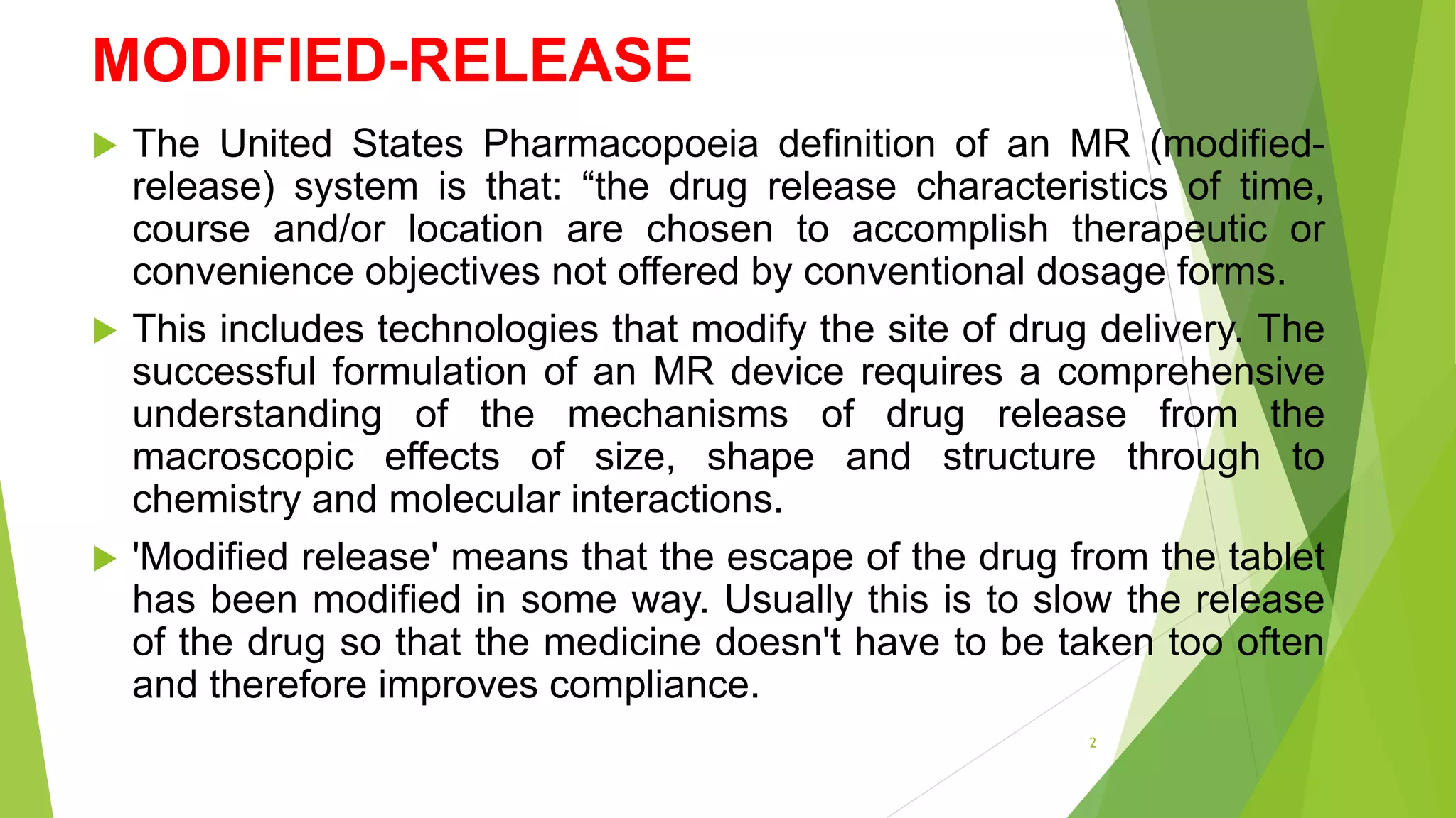 Modified release drug products, Targeted Drug Delivery Systems and ...