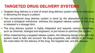 Modified release drug products, Targeted Drug Delivery Systems and ...
