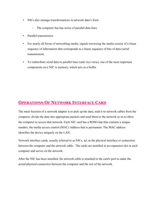 Network Interface Card (NIC) AND NETWORKING DEVICES | PDF
