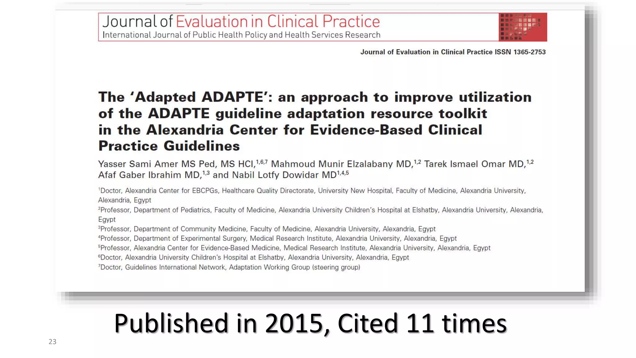 Adaptation of evidence-based clinical practice guidelines: the 'Adapted ...
