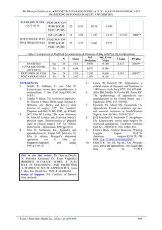 Modified Alvarado Score: Diagnostic and Prognostic Tool in Acute ...
