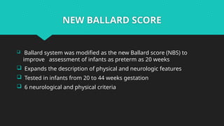Modified Ballard score and newborn maturity | PPT