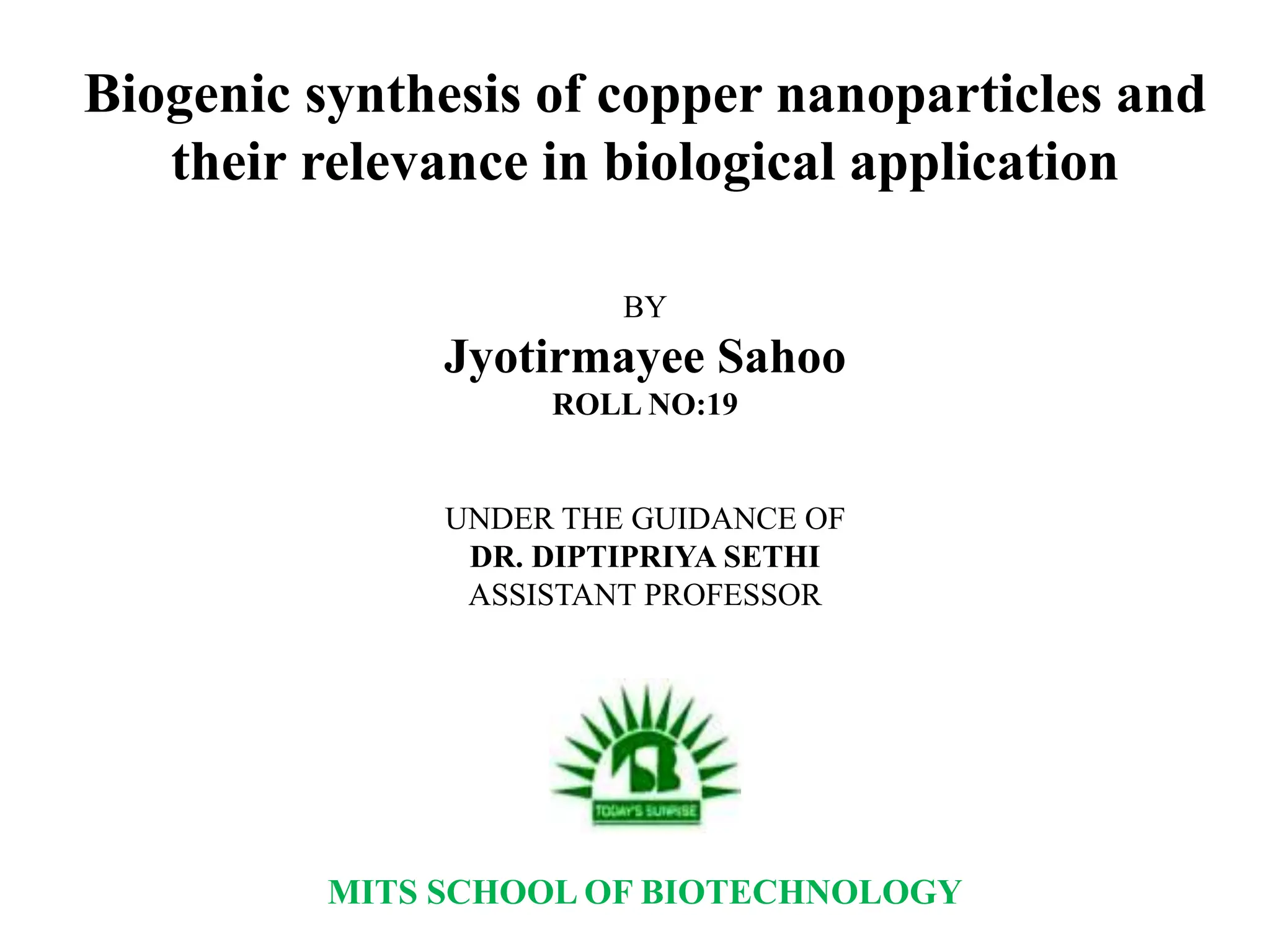thesis of copper nanoparticles and their relevance | PPTX