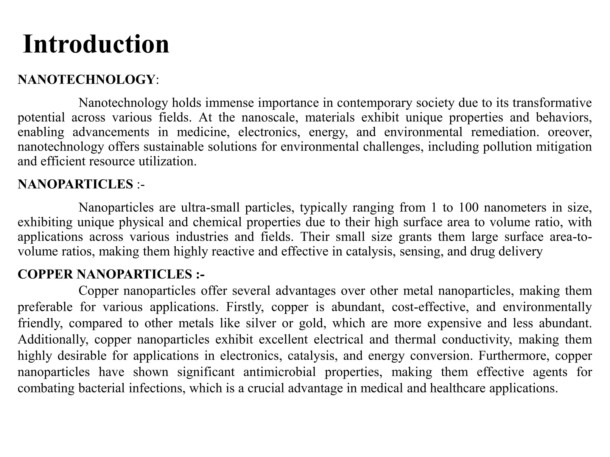 thesis of copper nanoparticles and their relevance | PPTX