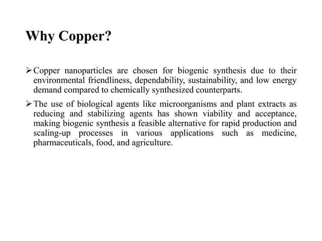 thesis of copper nanoparticles and their relevance | PPTX