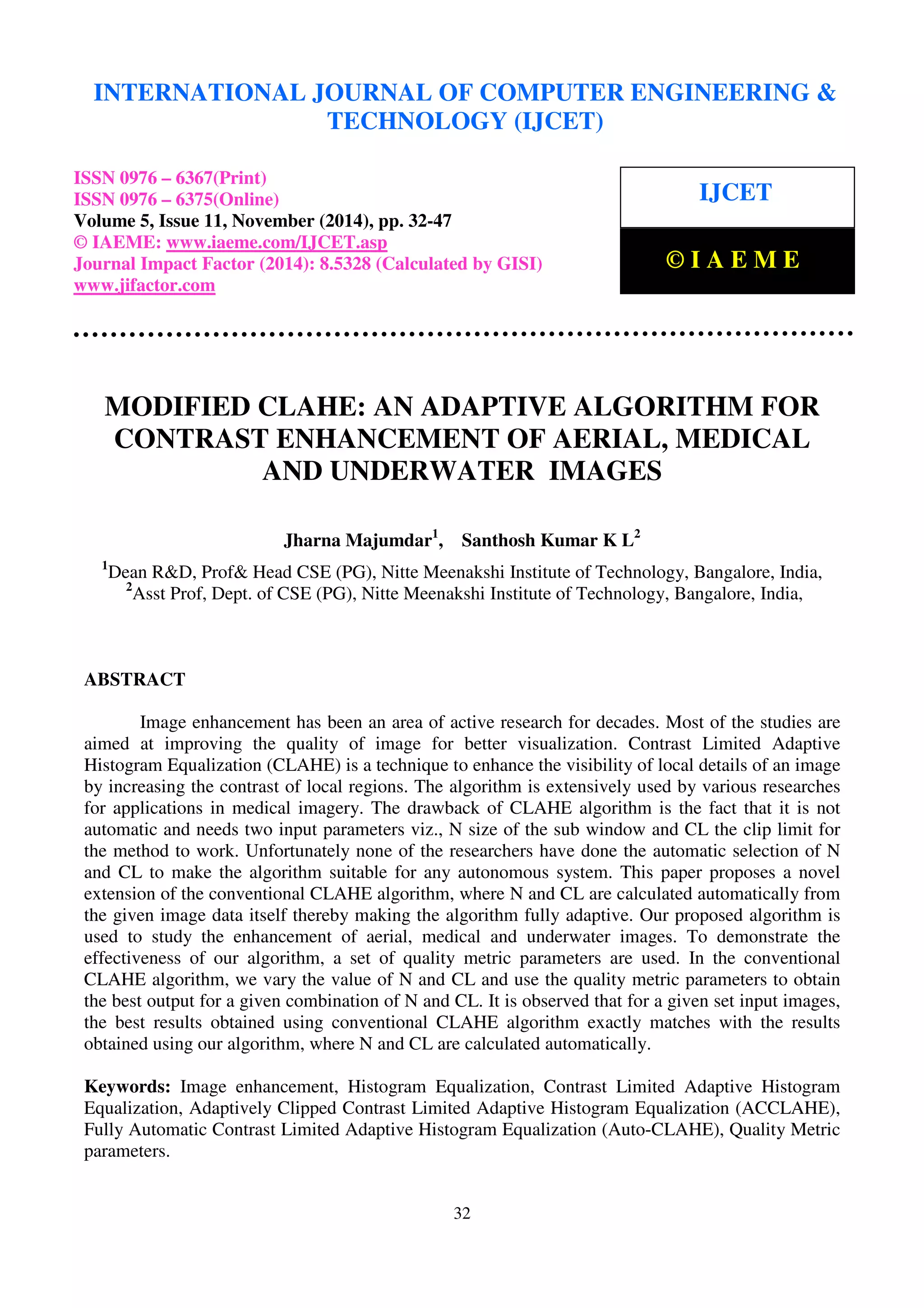 Modified clahe an adaptive algorithm for contrast enhancement of aerial ...