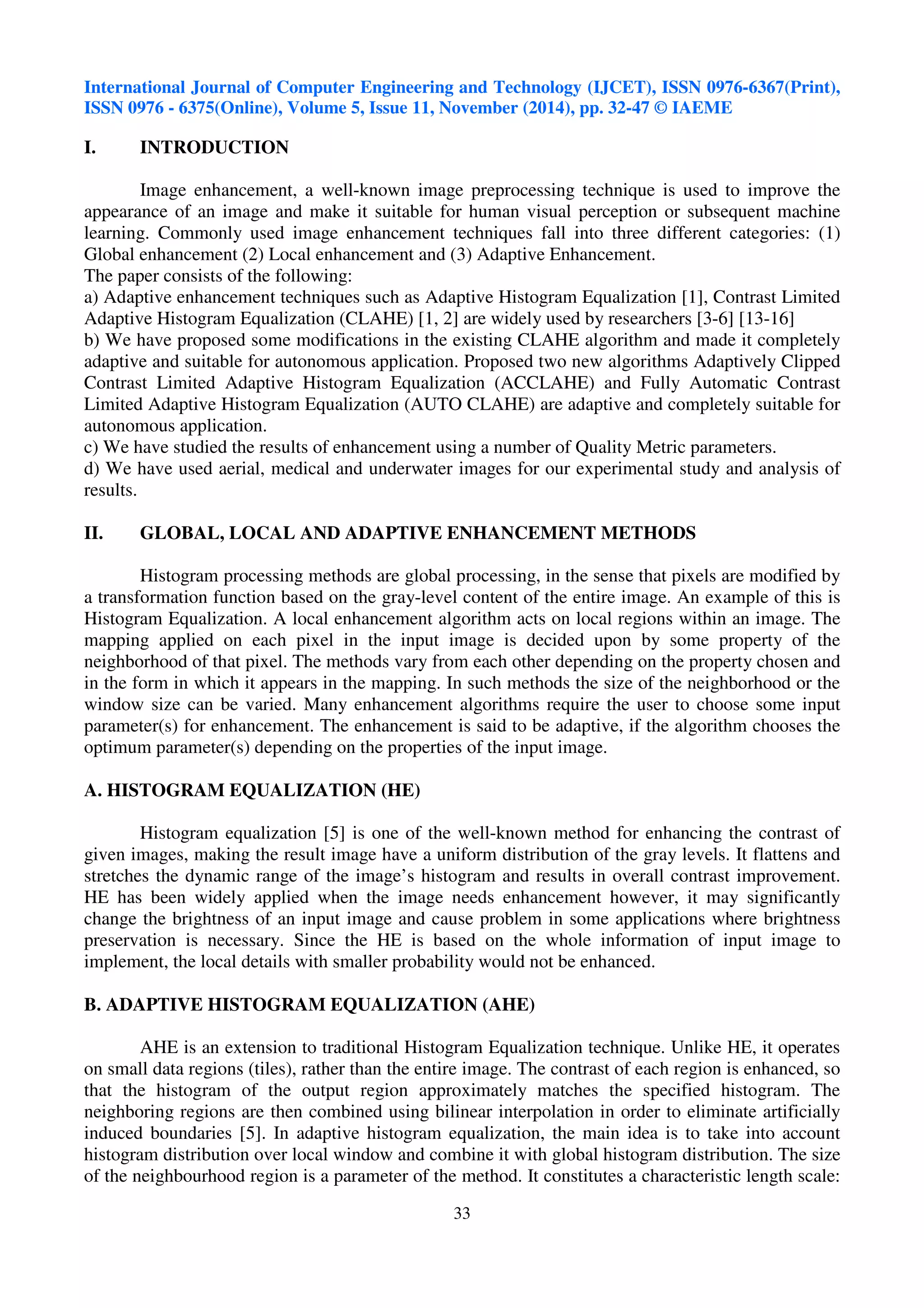 Modified clahe an adaptive algorithm for contrast enhancement of aerial ...