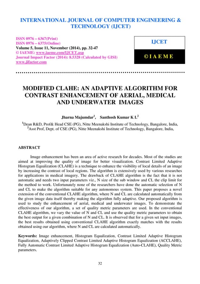 Modified clahe an adaptive algorithm for contrast enhancement of aerial ...