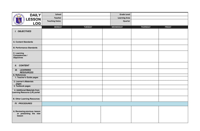 Modified Daily Lesson Log_template.docx | Educational Assessment | Education
