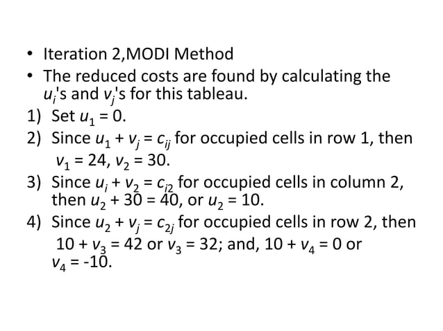 Modified distribution method (modi method) | PPTX | Logistics | Business