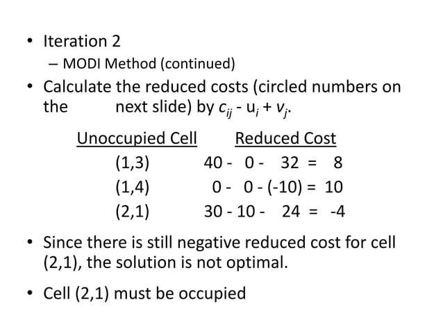 Modified distribution method (modi method) | PPTX | Logistics | Business