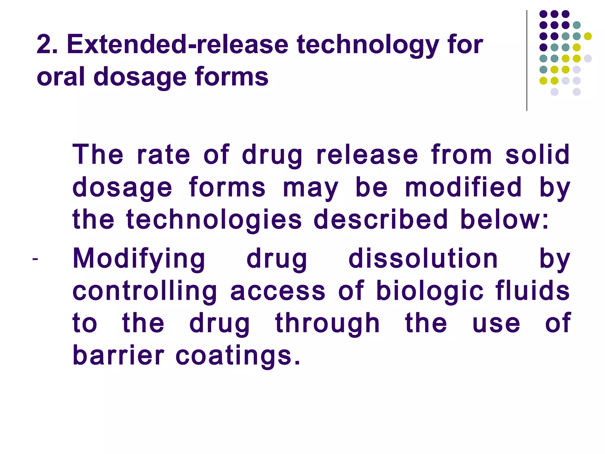Modified drug release - Pharmaceutics | PPT