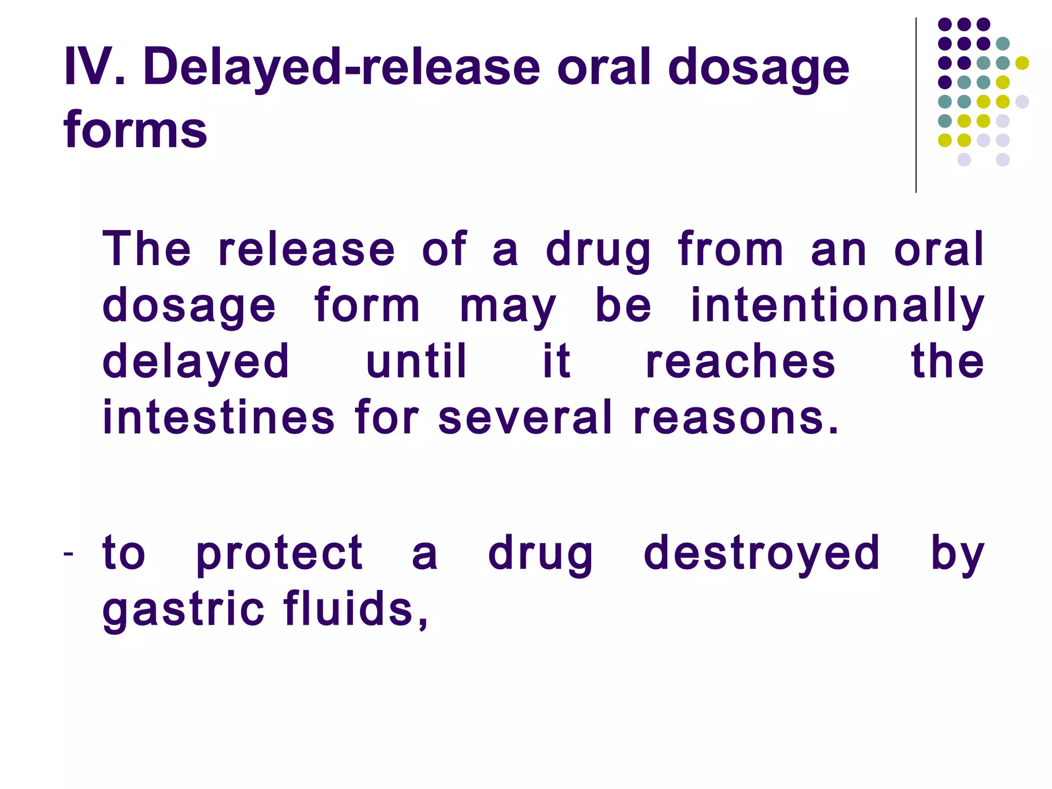 Modified drug release - Pharmaceutics | PPT