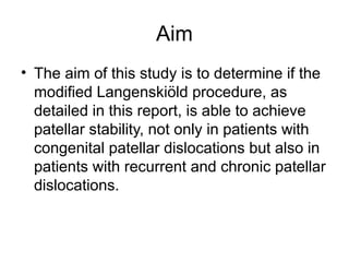 Modified langenskiold procedure for chronic and recurrent patellar ...