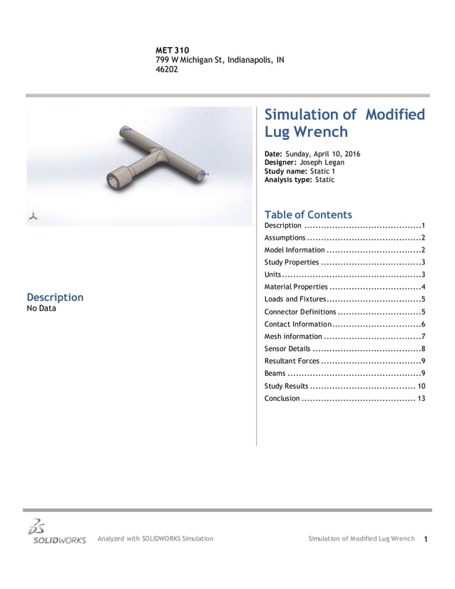 Modified lug wrench static 1-1 | DOCX | Physics | Science