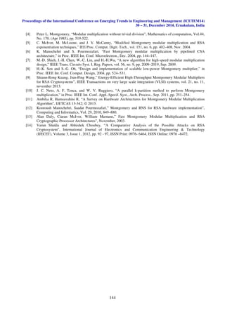 Modified montgomery modular multiplier for cryptosystems | PDF