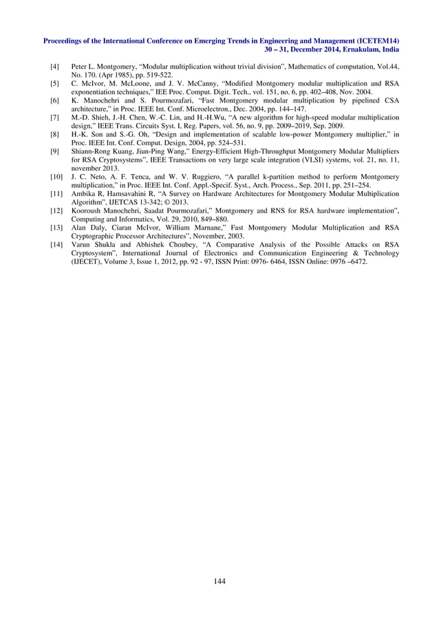 Modified montgomery modular multiplier for cryptosystems | PDF