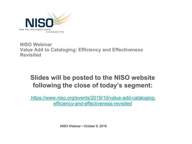 Carpenter, "Value-Add to Cataloging: Efficiency and Effectiveness ...