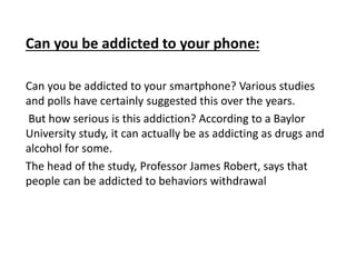 smartphone addiction | PPTX