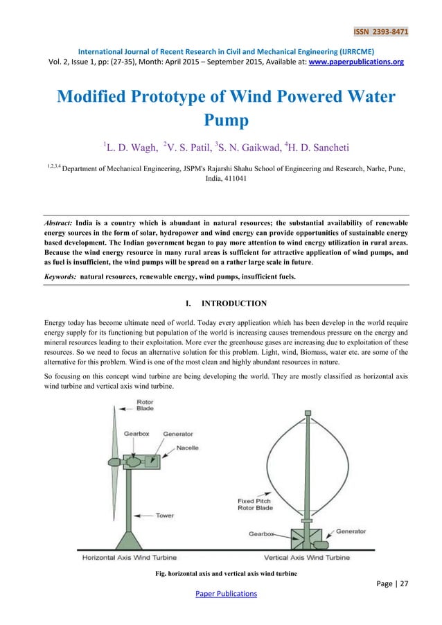 Modified Prototype of Wind Powered Water Pump | PDF | Power and Energy ...