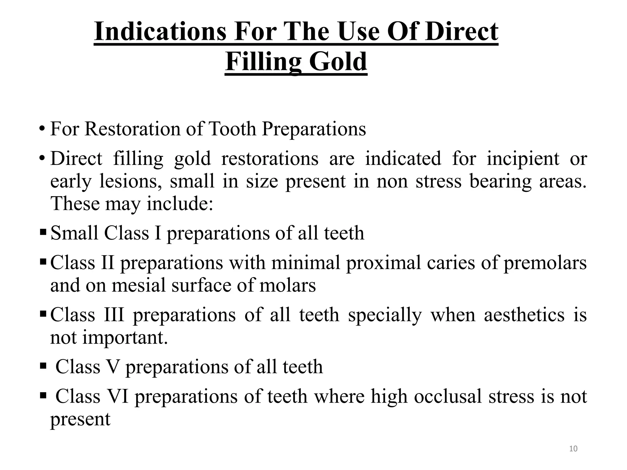 direct filling-gold seminar | PPTX