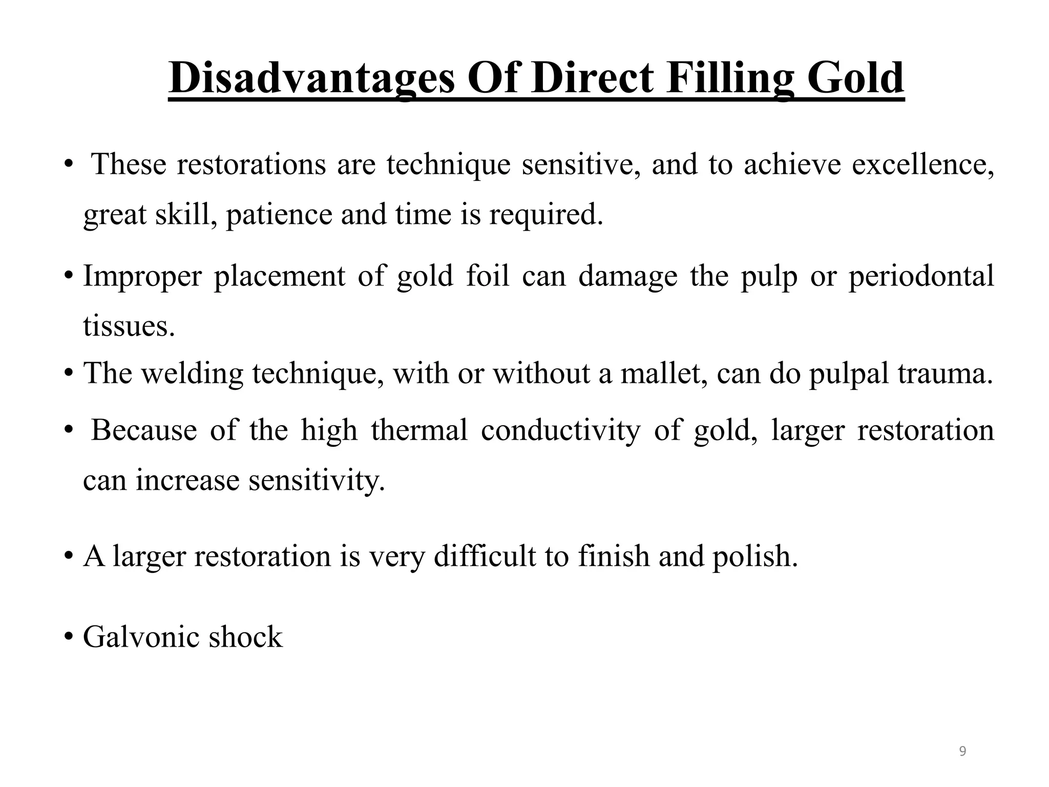 direct filling-gold seminar | PPTX