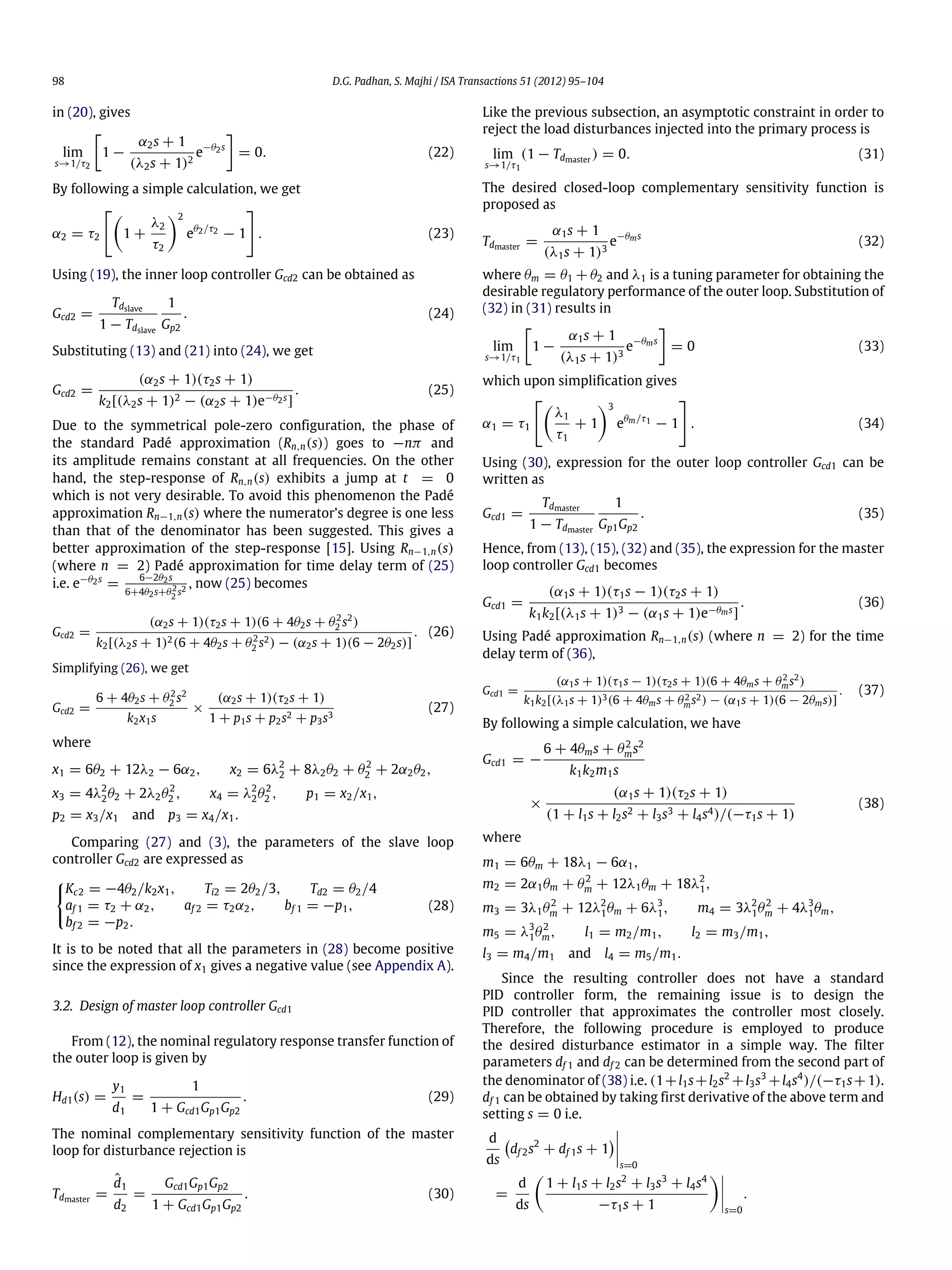 Modified smith predictor based cascade control of unstable time delay processes | PDF